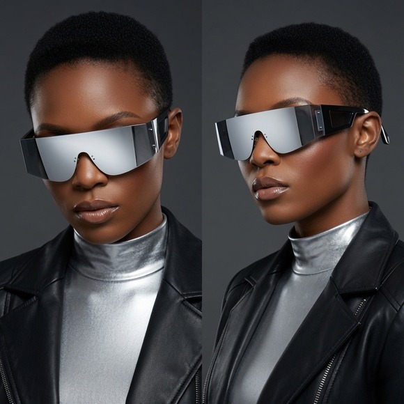 Accessories | Women Silver Mirrored Shield Sunglasses Cyberpunk ...